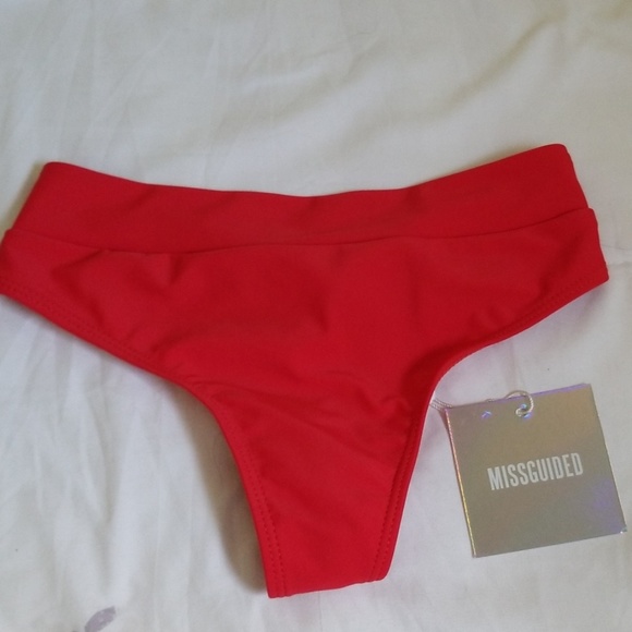 Missguided | Swim | Missguided Highwaisted Red Thong Bikini Bottom ...